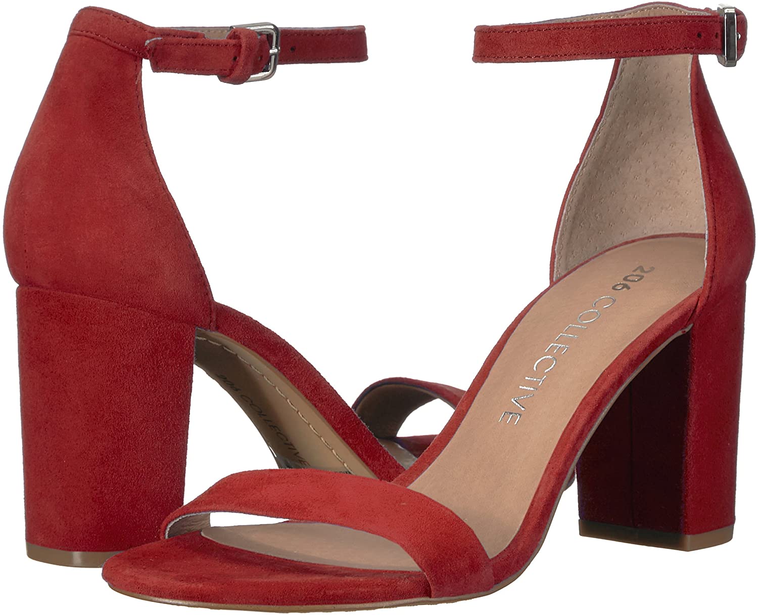 206 Collective Women's Loyal Block Heel Dress Sandal-High, Red Suede ...
